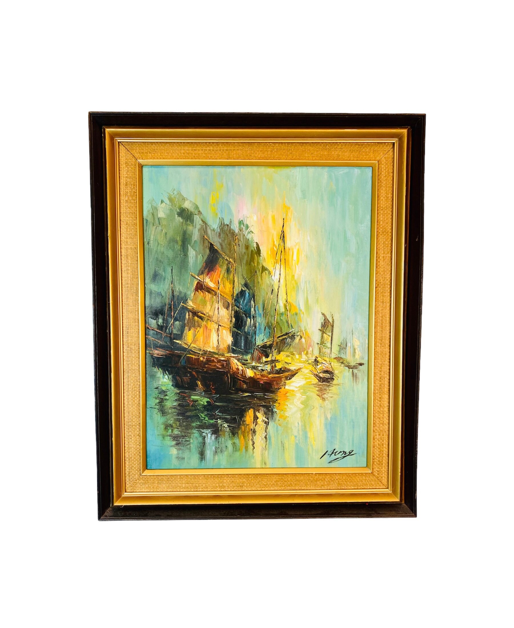 Mid Century Modern Original Signed Nautical Abstract Painting, MCM Boat ...