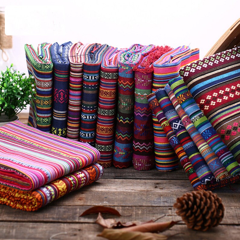 Nepal Fabric, Bohemian Fabric, Striped Pattern Fabric, Tribal Fabric ...