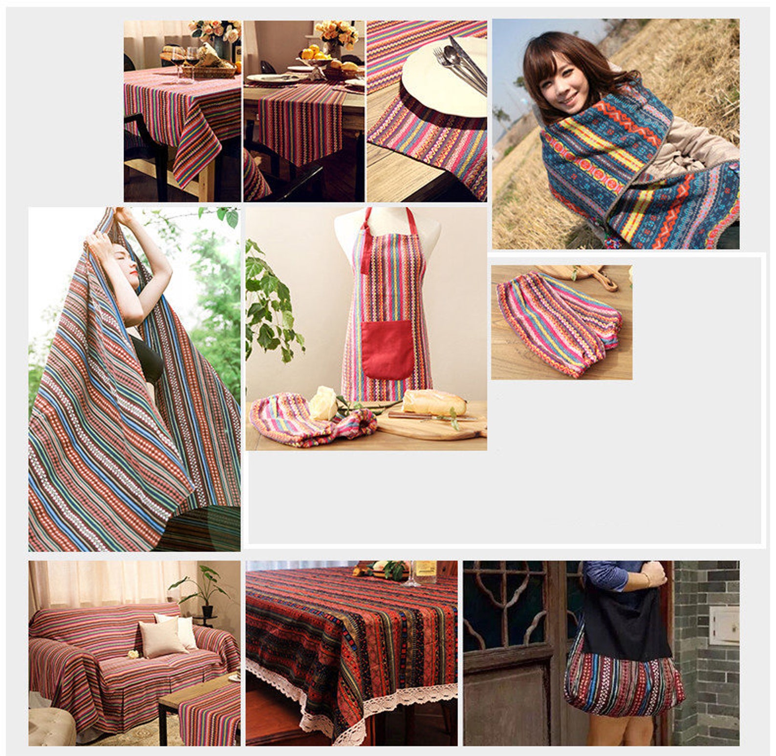 Nepal Fabric, Bohemian Fabric, Striped Pattern Fabric, Tribal Fabric ...