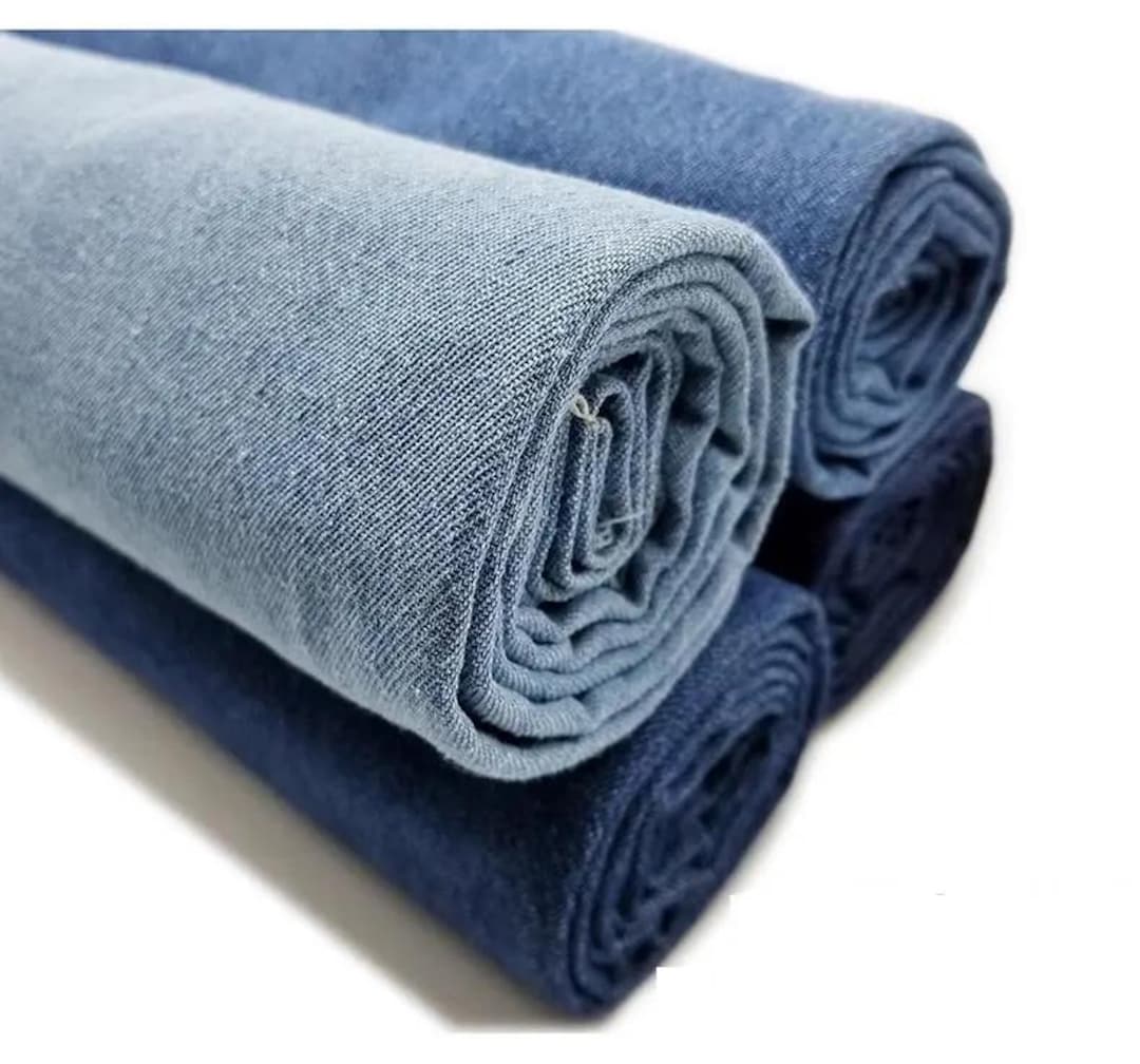 Medium Weight Blue Denim Fabric, Washed Denim Fabric, Cotton Denim ...