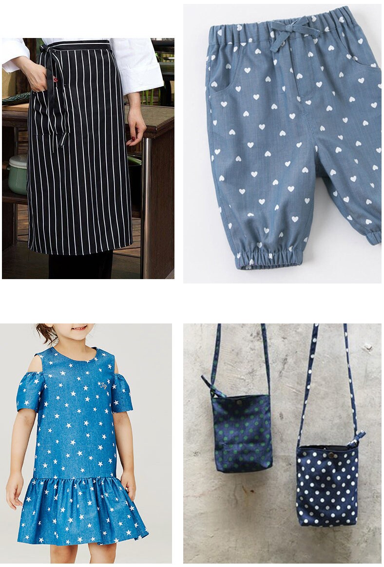 Blue Printed Denim Fabric Lightweight Denim Fabric Washed - Etsy