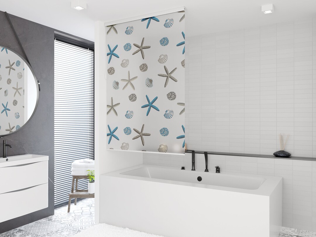 Colourful Shower Curtain Roller Blind With Sea Shells , Available in 4 ...