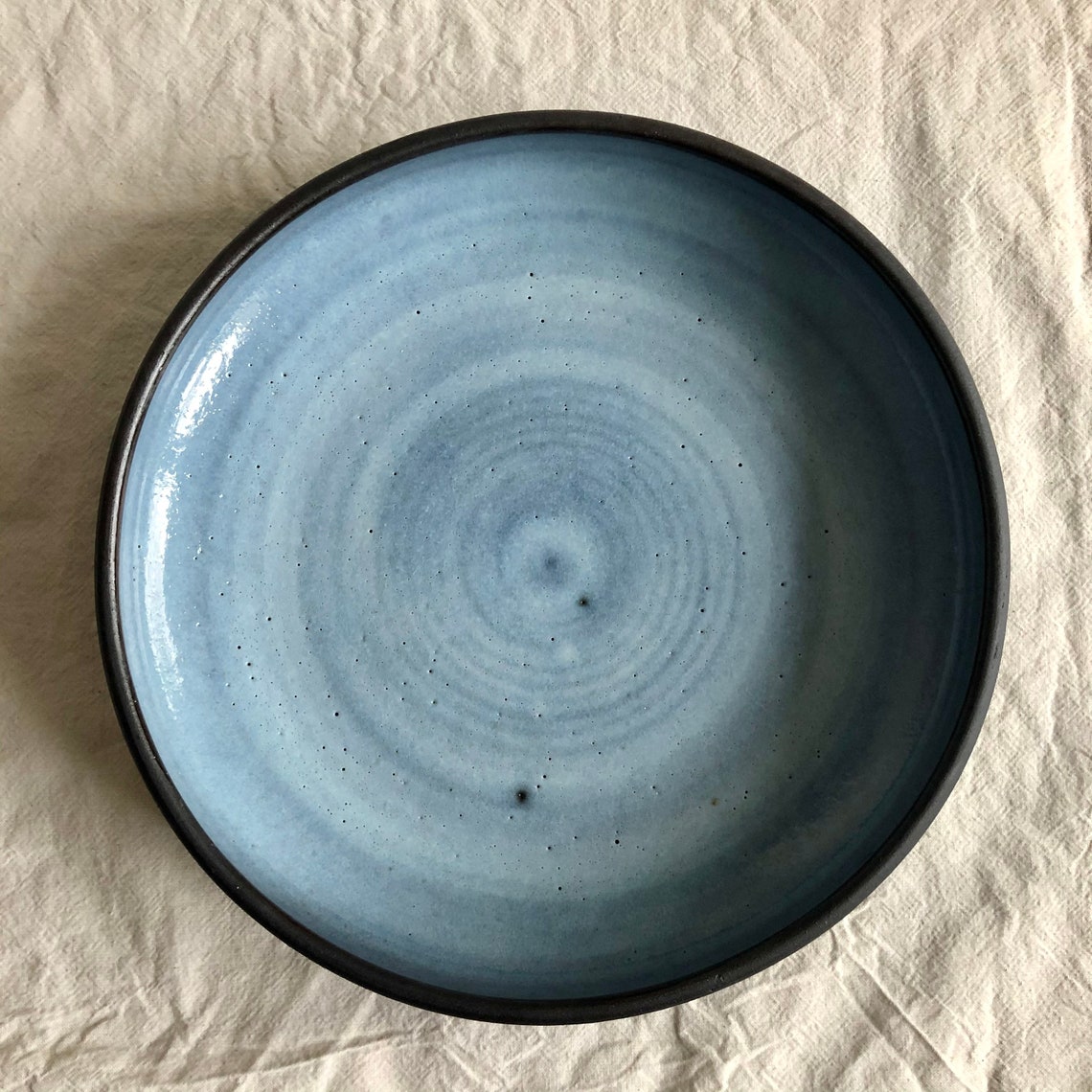 Handmade Black Rounded Ceramic Plate Raw Exterior Shiny | Etsy