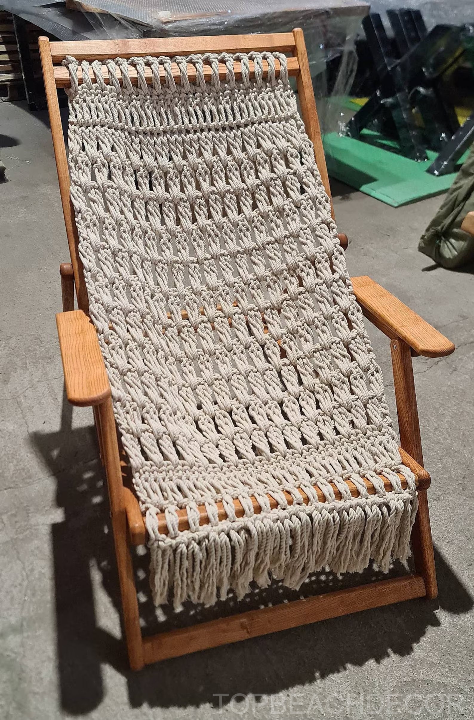 Boho Handmade Macrame Deckchair Beach Lounger Wood Camping Chair Garden ...