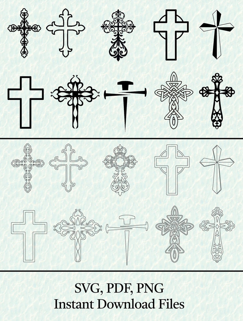 Crosses SVG PDF and PNG File Pack. Solid Images and Outline - Etsy