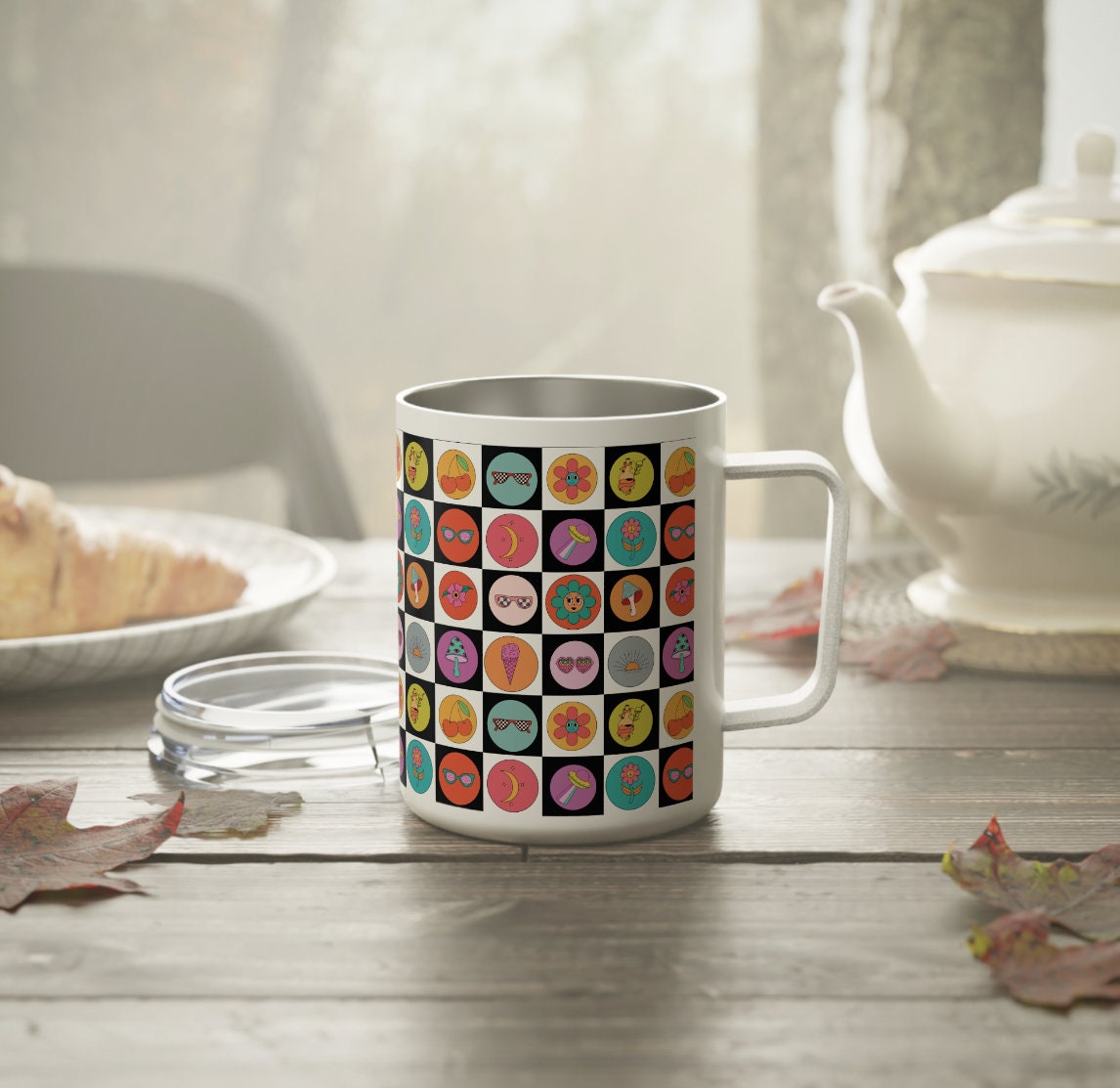 Checkered Retro 15oz Coffee Mug Aesthetic Checkerboard Classic ...