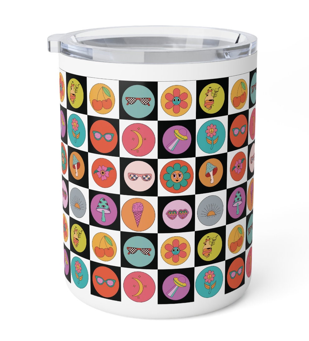 Checkered Retro 15oz Coffee Mug Aesthetic Checkerboard Classic ...