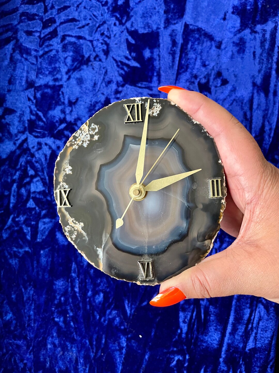 Agate Slice Shelf Clock Crystal Natural Stone Desk Clock Brown Standing agate-slice-shelf-clock-crystal-natural-stone-desk-clock-brown-standing