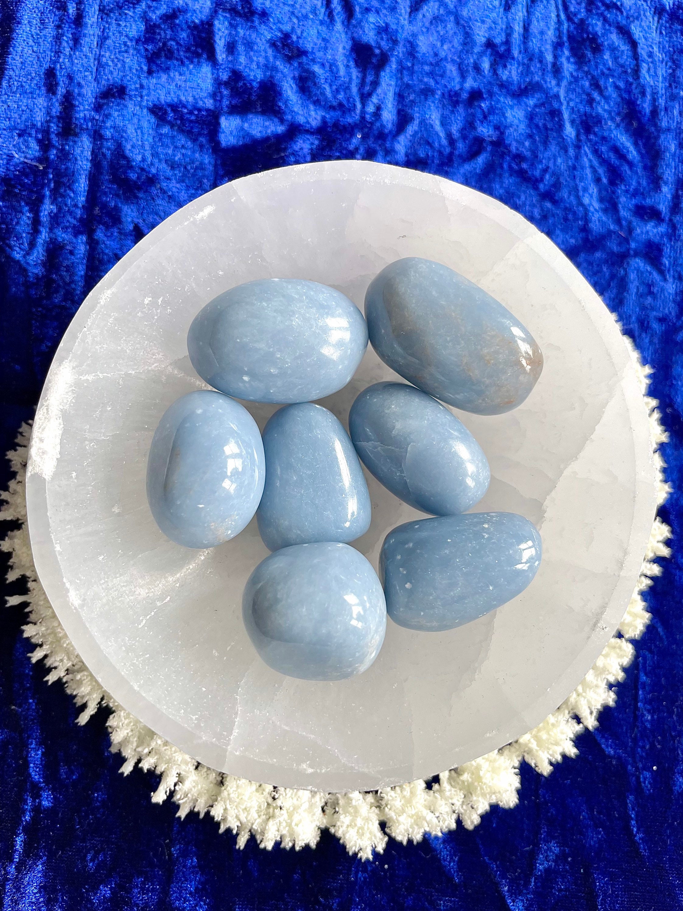 Angelite Tumble stone Polished Angelite Crystal healing | Etsy