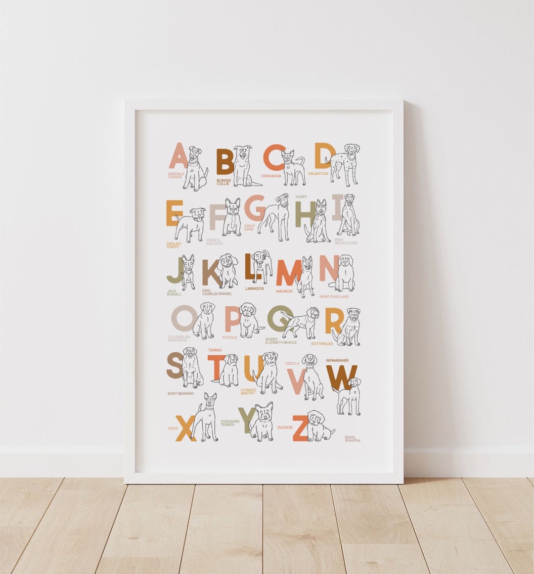 Printable Dog Alphabet Artwork Print Automatic Download - Etsy