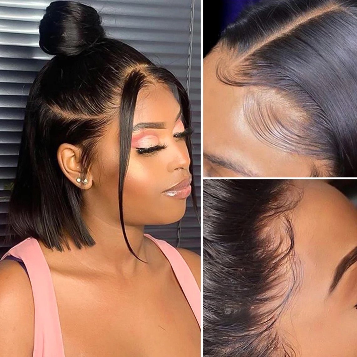 ALICE Wig // Front Lace Wig 13x4 Short Brazilian Bob Wig - Etsy