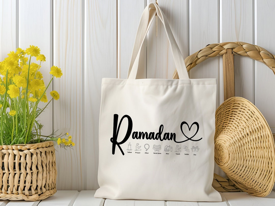 Ramadan Tote Bag, Taraweeh Bag for Men and Women, Prayers Bag, Black ...