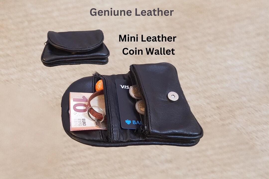 Leather Mini Coin Wallet: Women's Soft Leather Zipper Pouch, Stylish ...