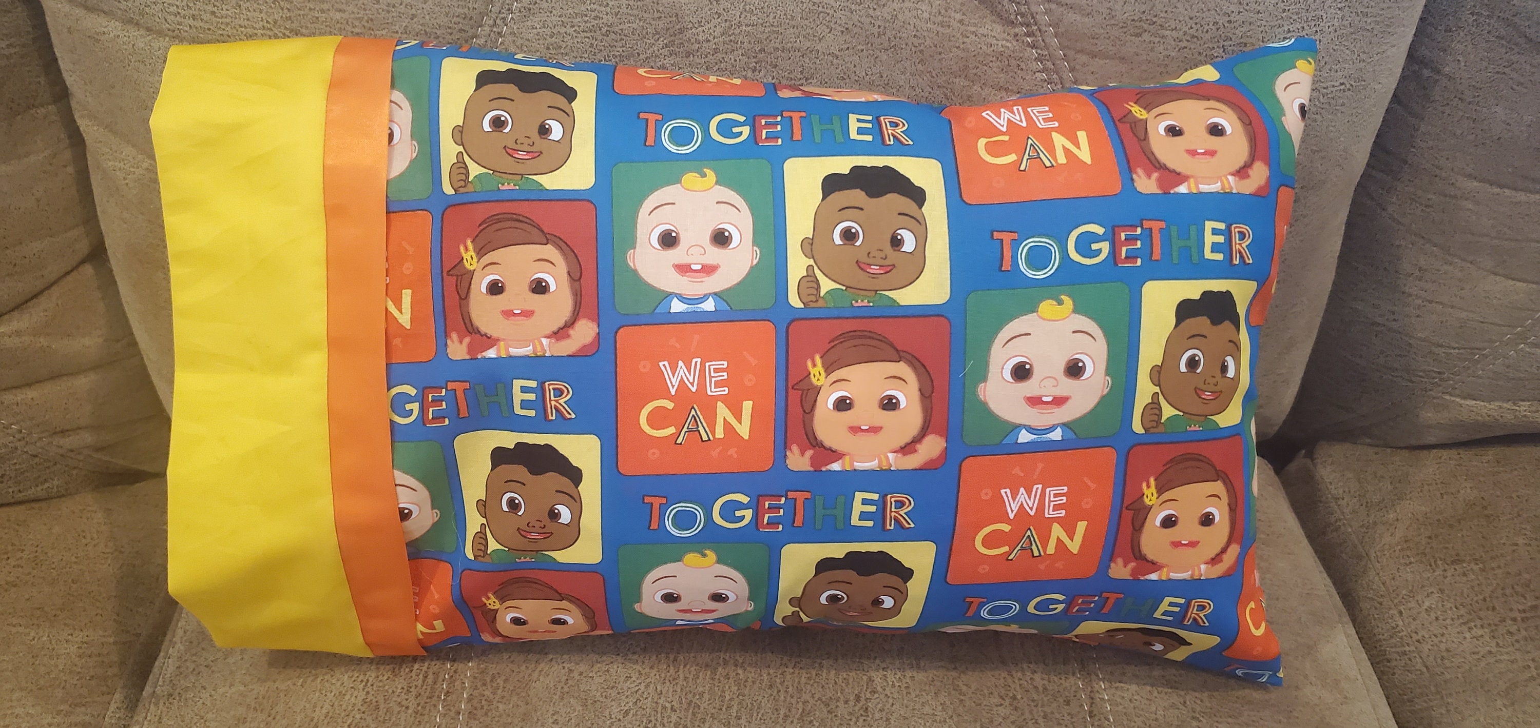 Small Pillow Case With Pillow; Cocomelon Pillow, Blue, Orange Yellow ...
