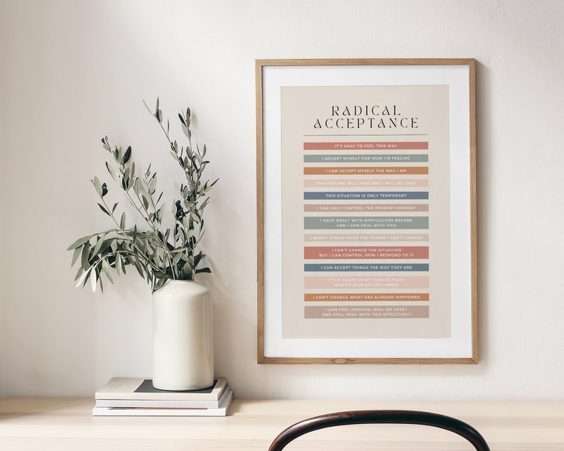 Radical Acceptance DBT Poster | Earthy | Printable Aid for Dialectical ...