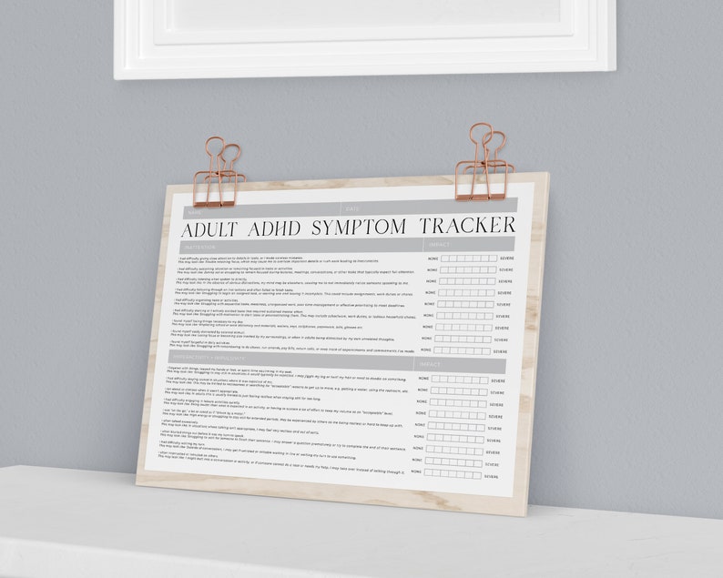 Adult ADHD Symptom Tracker Printable | Planner to Track Daily Impact to ...