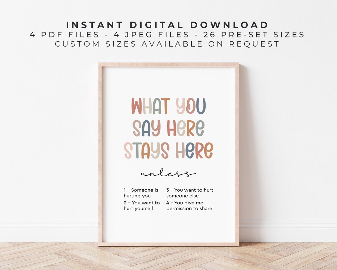 What You Say Here Stays Here | Earthy | Printable Confidentiality ...