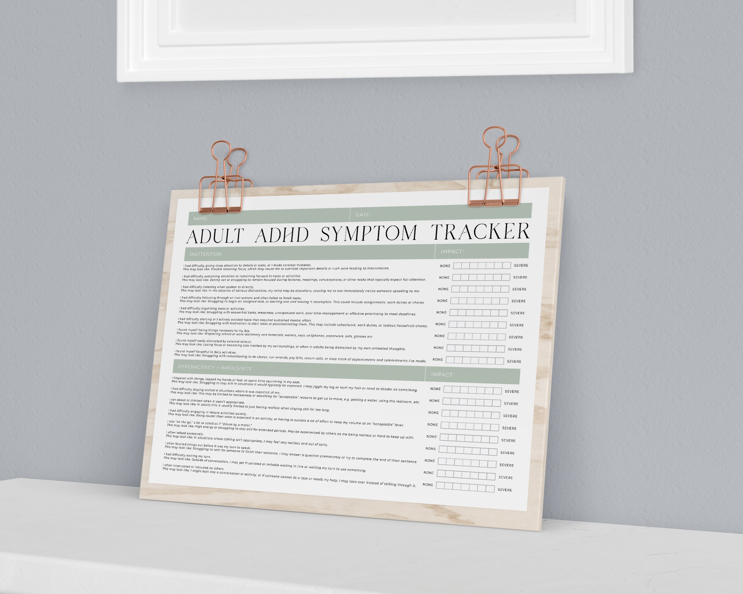 Adult ADHD Symptom Tracker Printable Planner to Track Daily Impact to ...