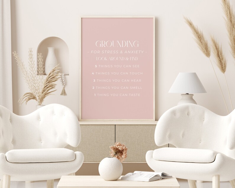 Grounding Technique Blush Pink Printable Mindfulness - Etsy