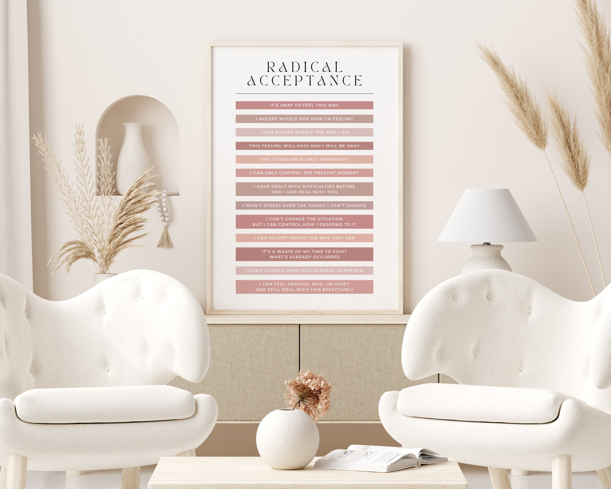 Radical Acceptance DBT Poster Peony Pink Printable Aid for Dialectical ...