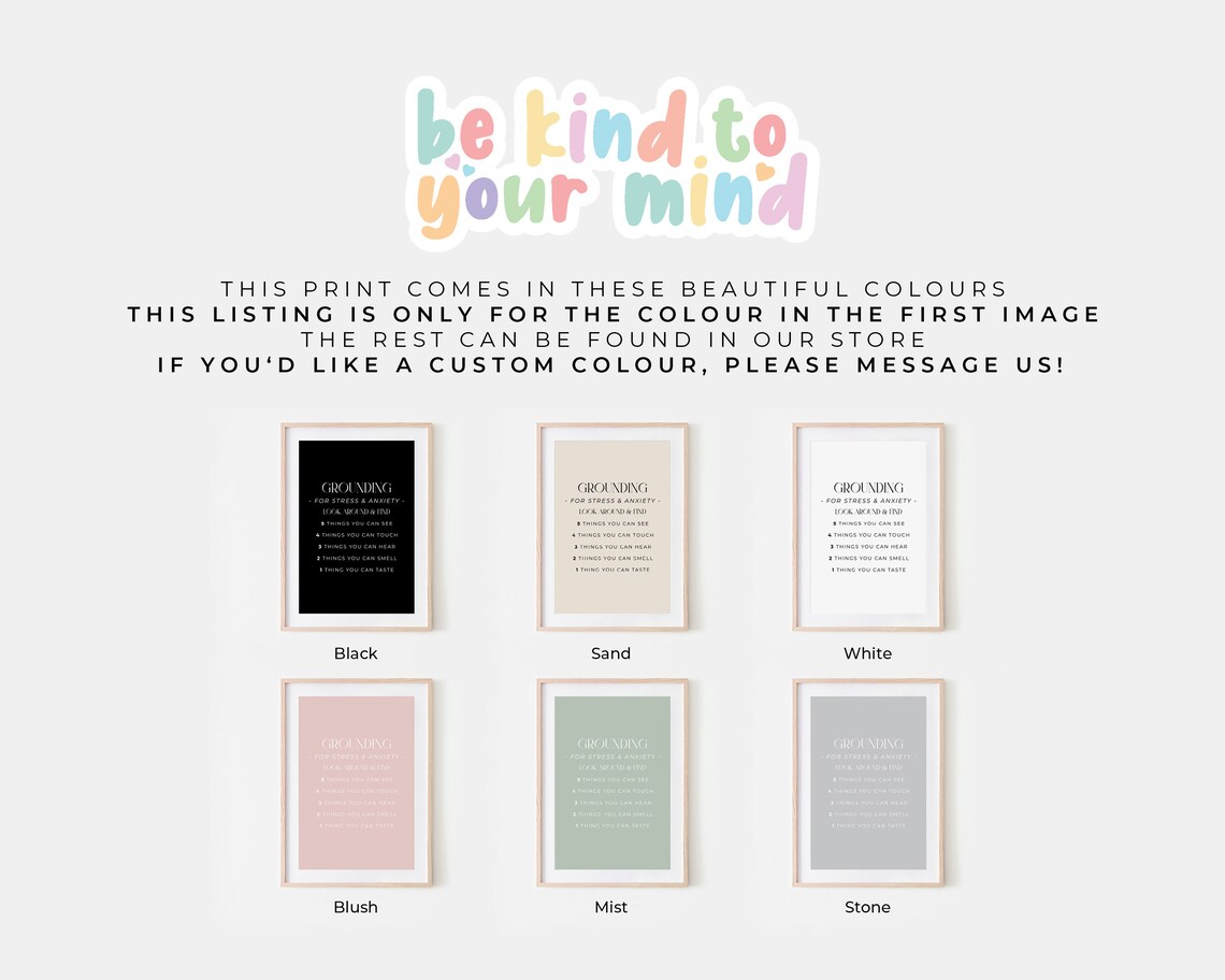 Grounding Technique Blush Pink Printable Mindfulness Poster for Coping ...