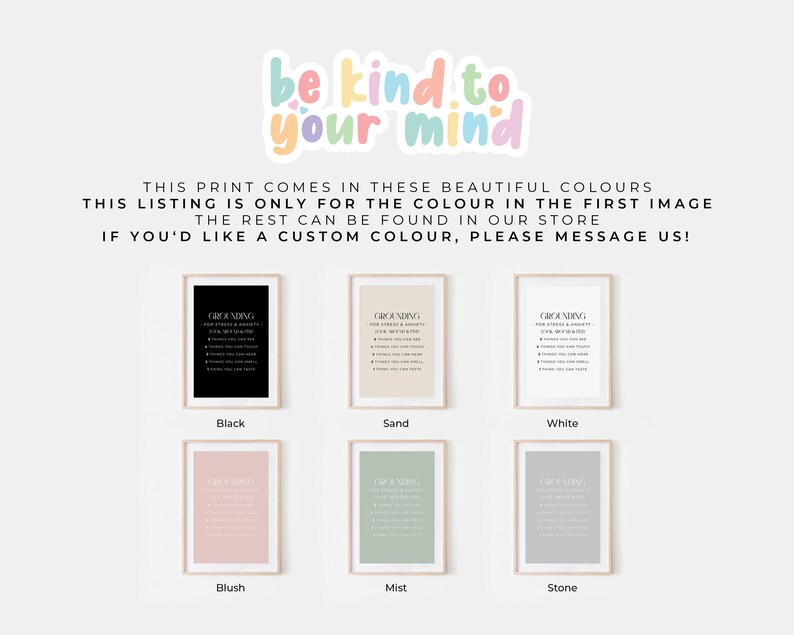 Grounding Technique Blush Pink Printable Mindfulness Poster for Coping ...