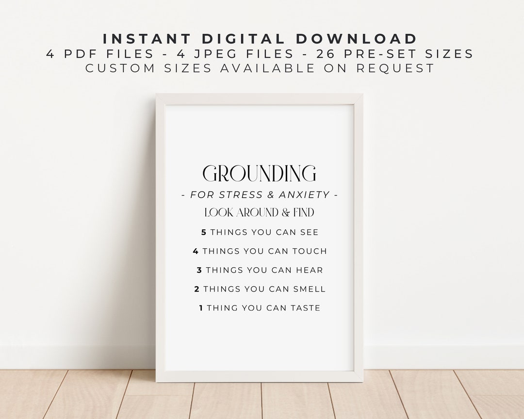 Grounding Technique White Printable Mindfulness Poster for - Etsy
