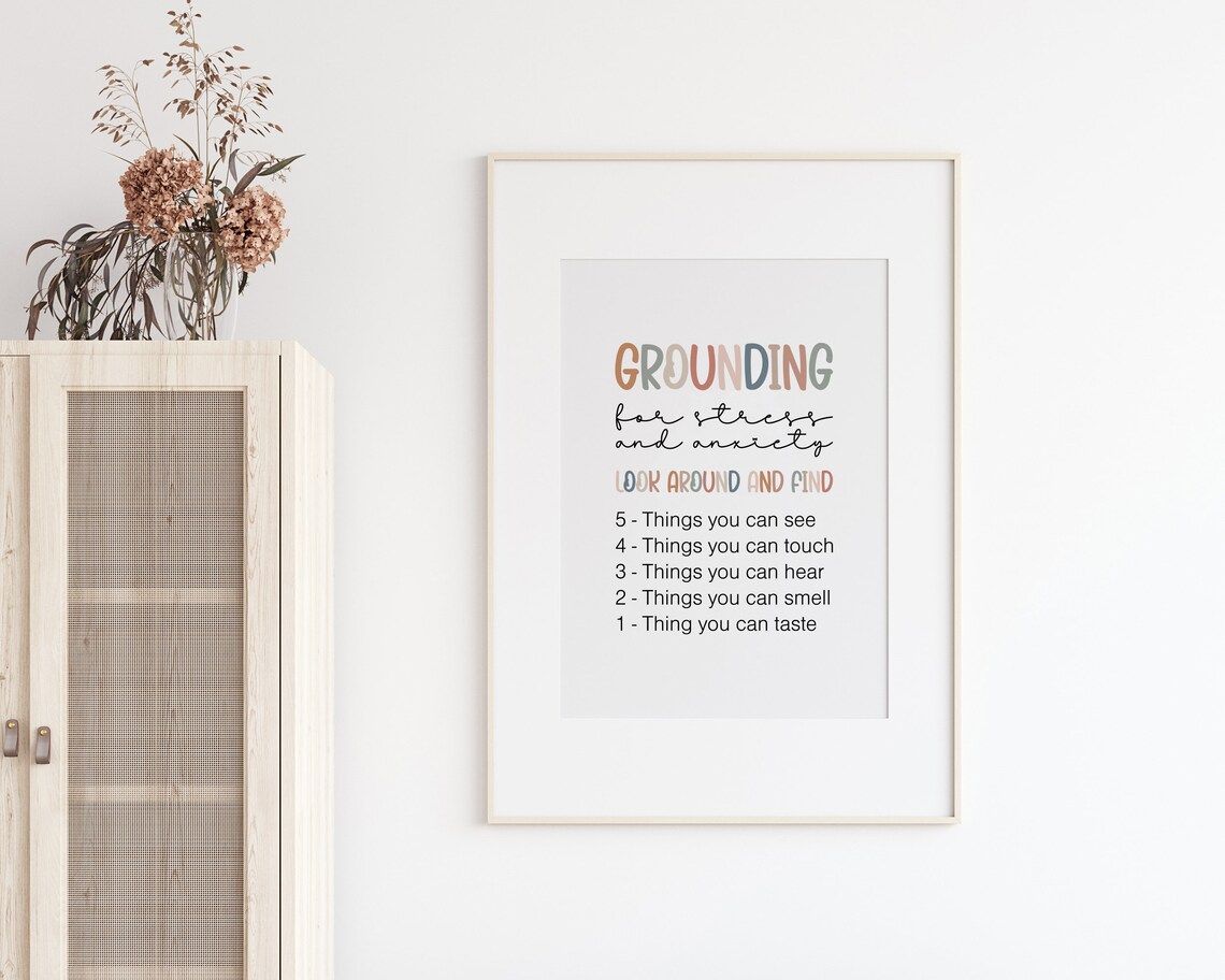 Grounding Technique Earthy Printable Mindfulness Poster - Etsy