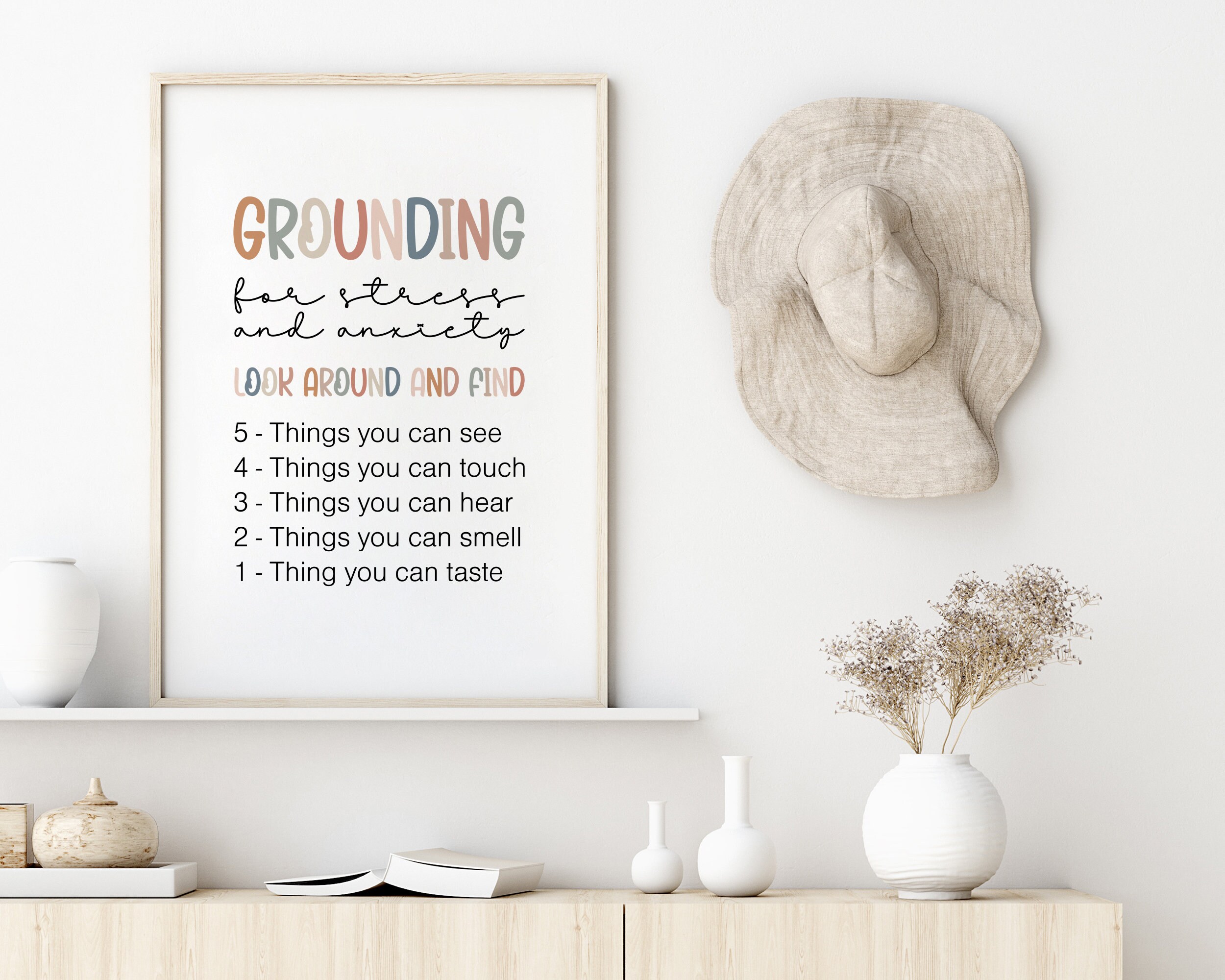 Grounding Technique Earthy Printable Mindfulness Poster - Etsy