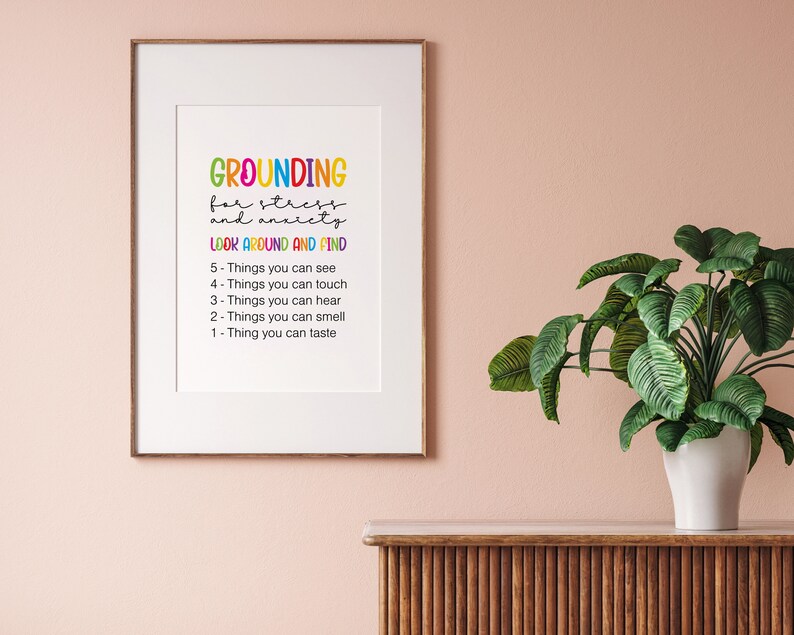 Grounding Technique Rainbow Printable Mindfulness Poster for Coping ...