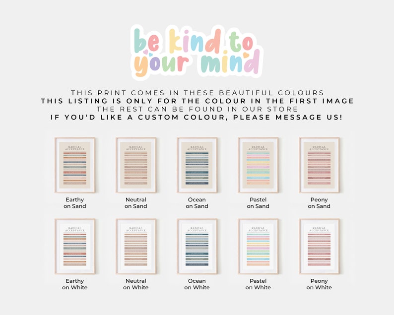 Radical Acceptance DBT Poster Ocean Blue Printable Aid for Dialectical ...