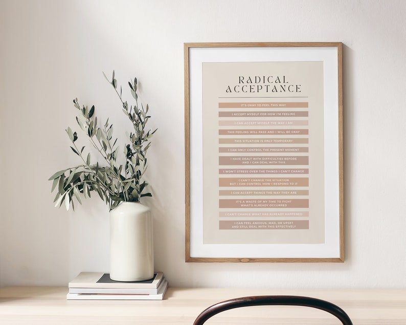 Radical Acceptance DBT Poster Neutral Beige Printable Aid for ...