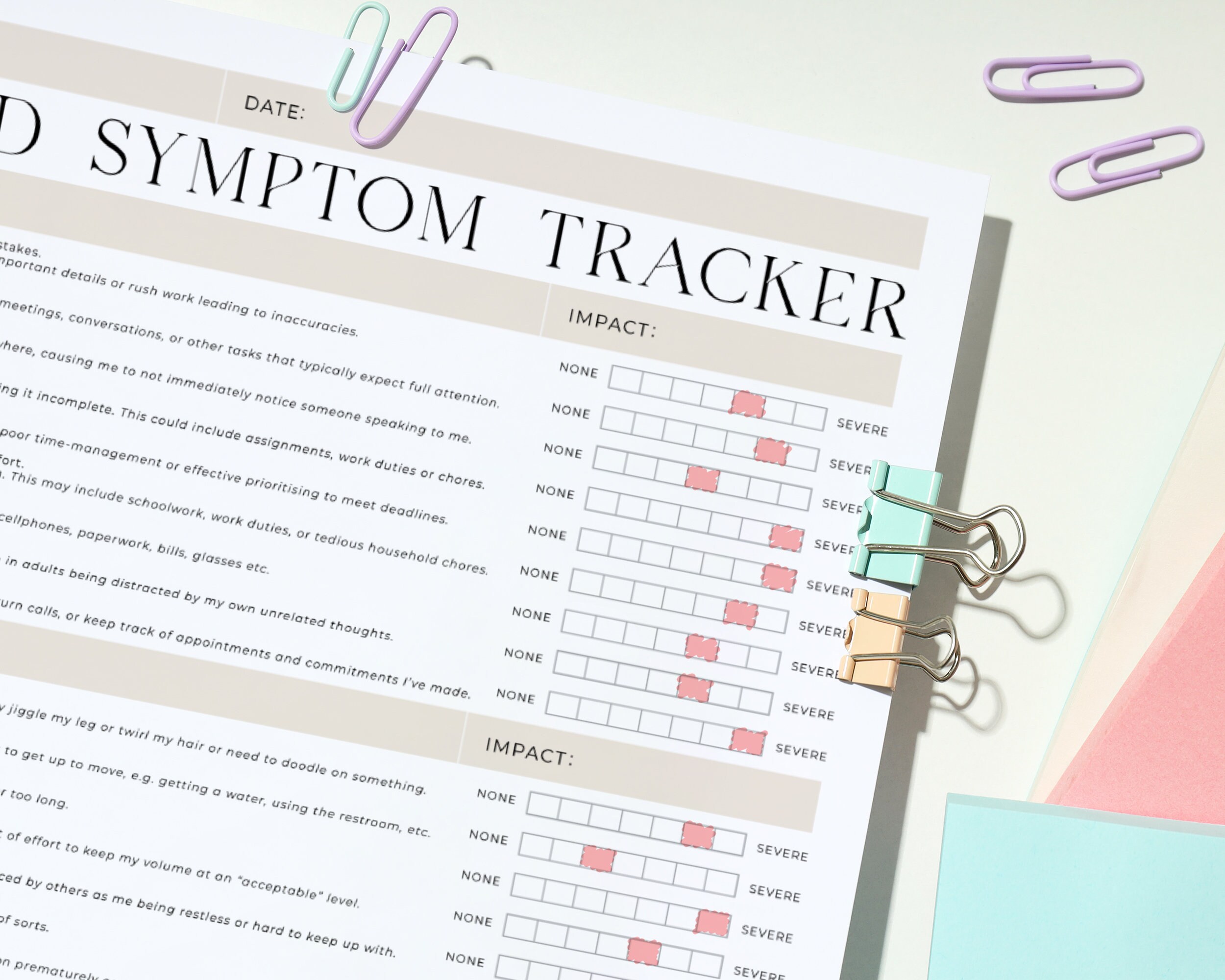Adult ADHD Symptom Tracker Printable Planner to Track Daily - Etsy Hong ...
