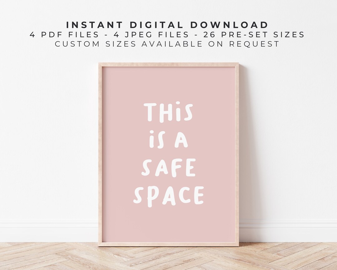 This is a Safe Space | Blush Pink | Printable Confidentiality Poster ...