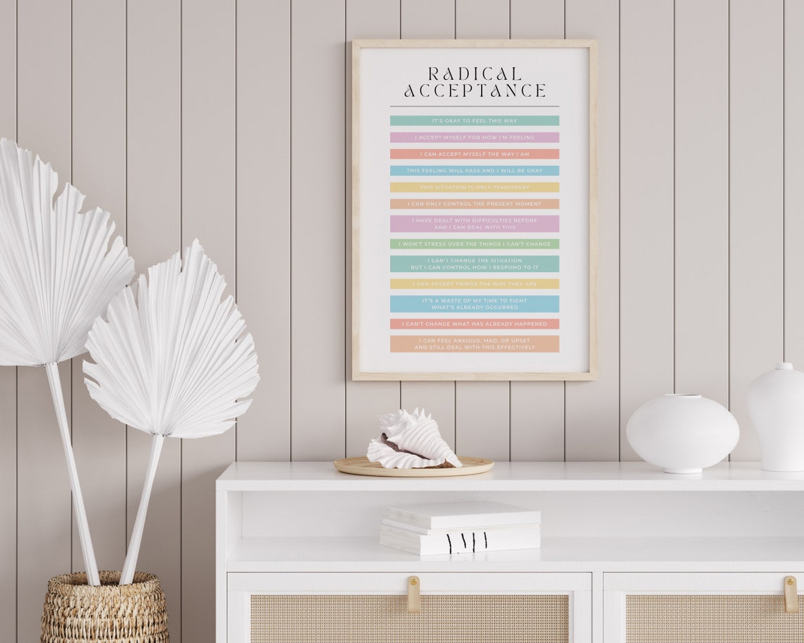 Radical Acceptance DBT Poster Pastel Rainbow Printable Aid - Etsy