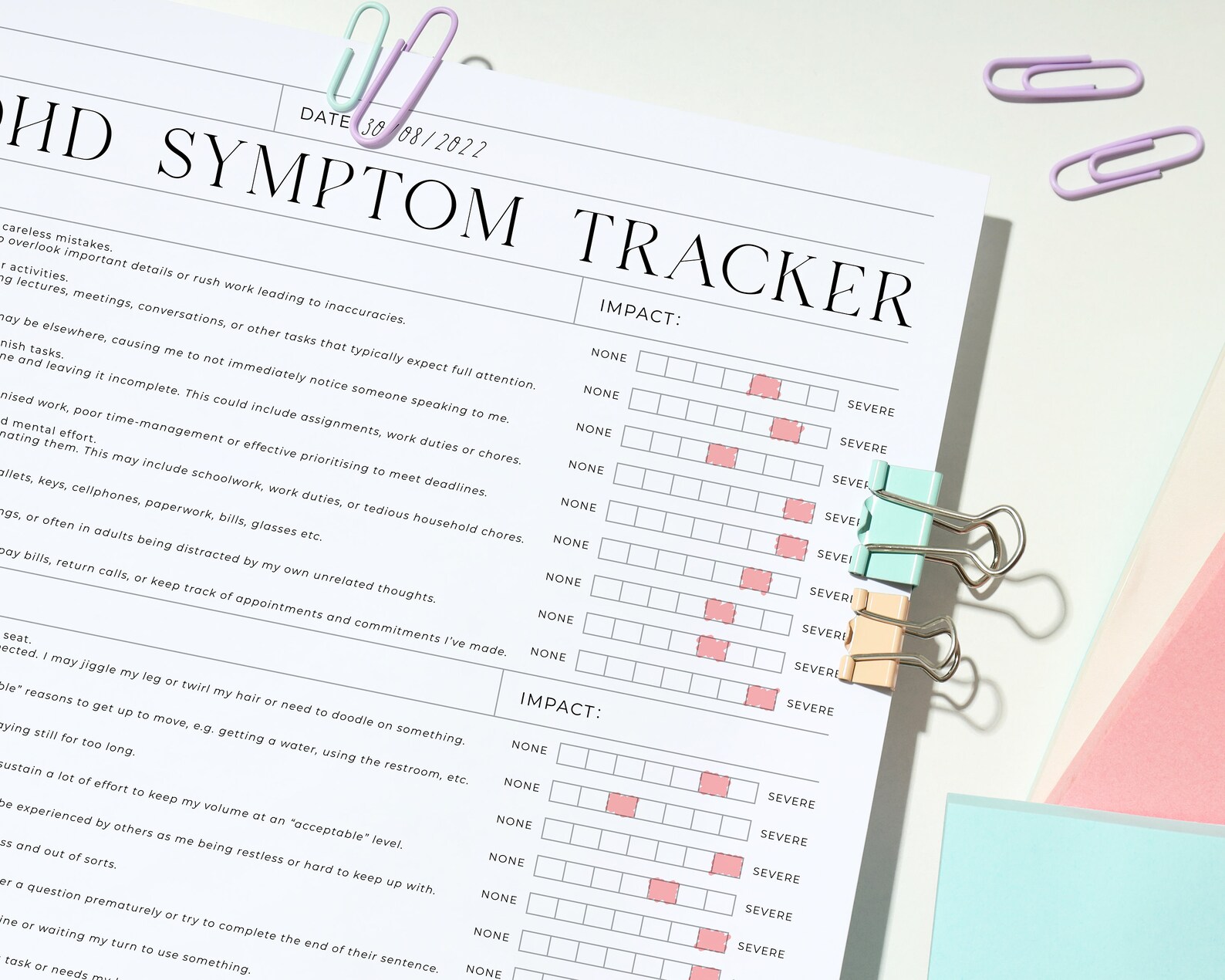 Adult ADHD Symptom Tracker Printable Planner to Track Daily - Etsy UK