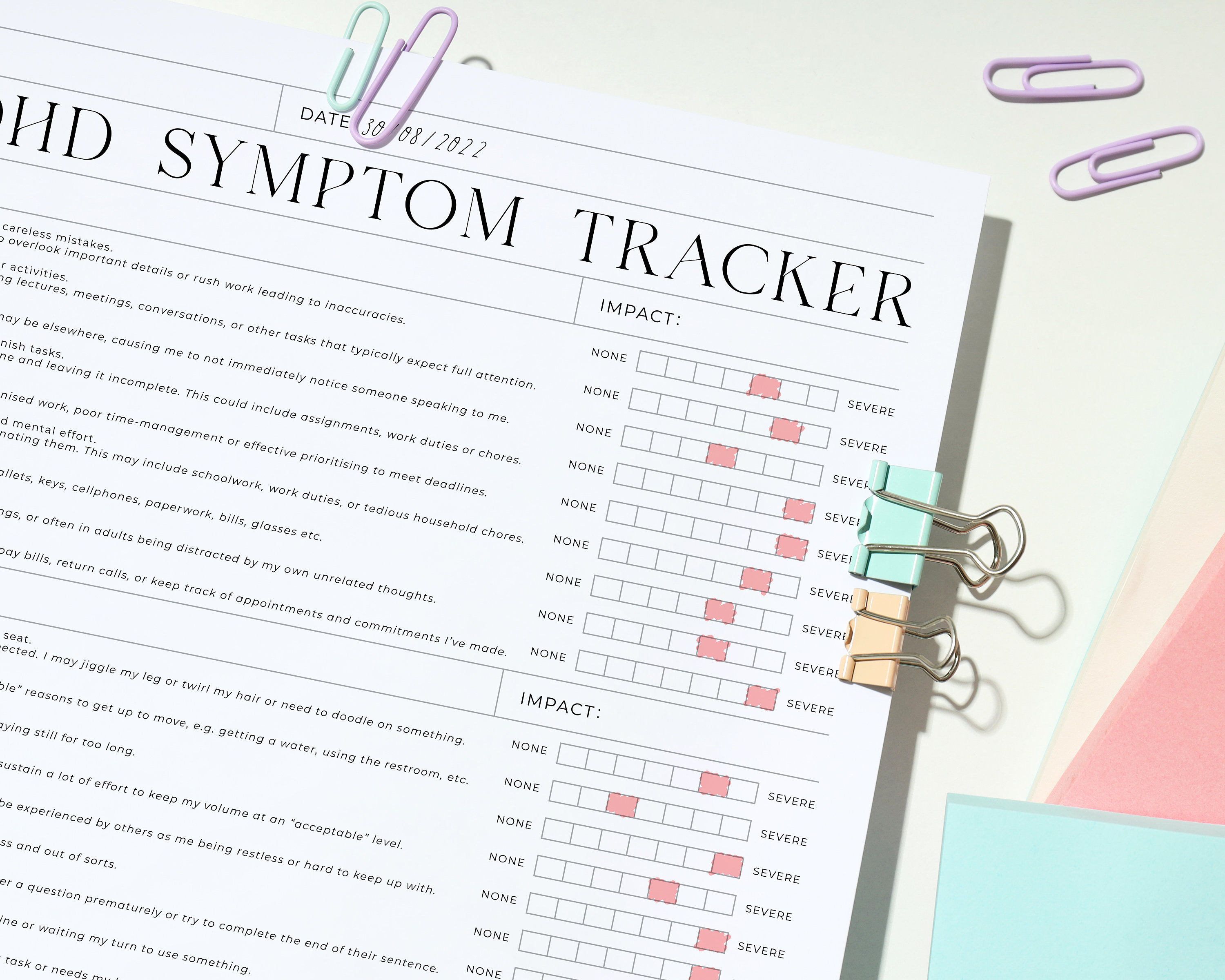 Adult ADHD Symptom Tracker Printable Planner to Track Daily - Etsy UK