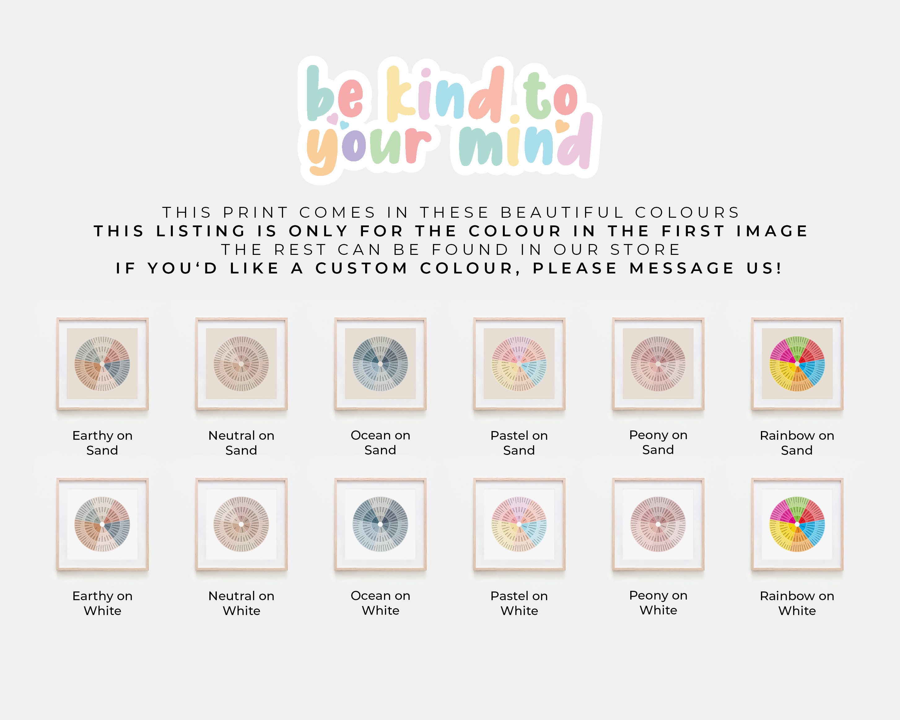 Feelings Wheel / Emotion Wheel Rainbow & Monochrome on White Printable ...