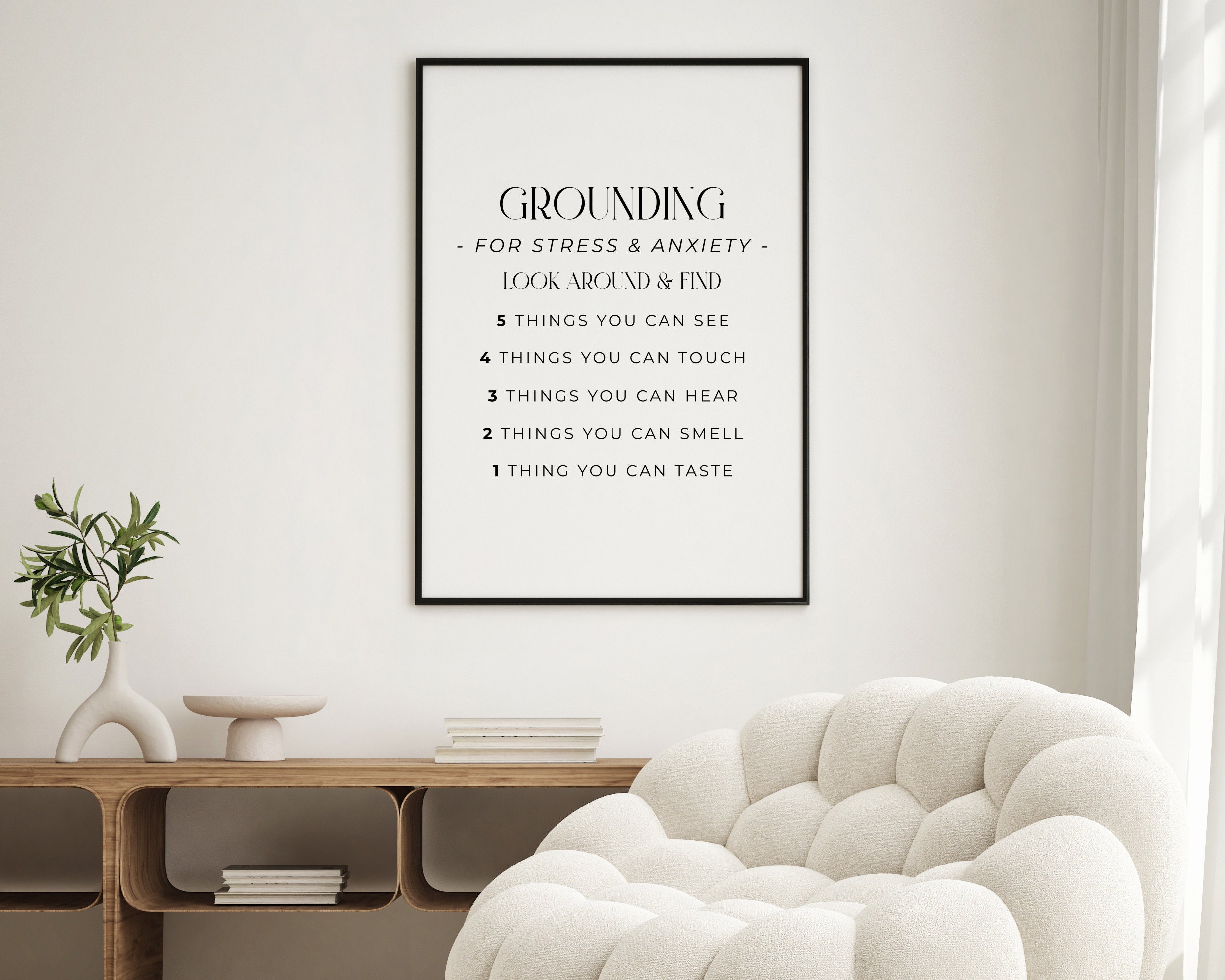 Grounding Technique White Printable Mindfulness Poster for - Etsy