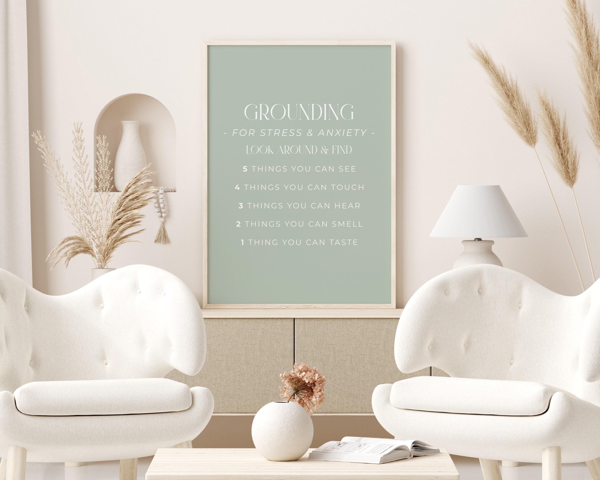 Grounding Technique Mist Green Printable Mindfulness Poster for Coping ...