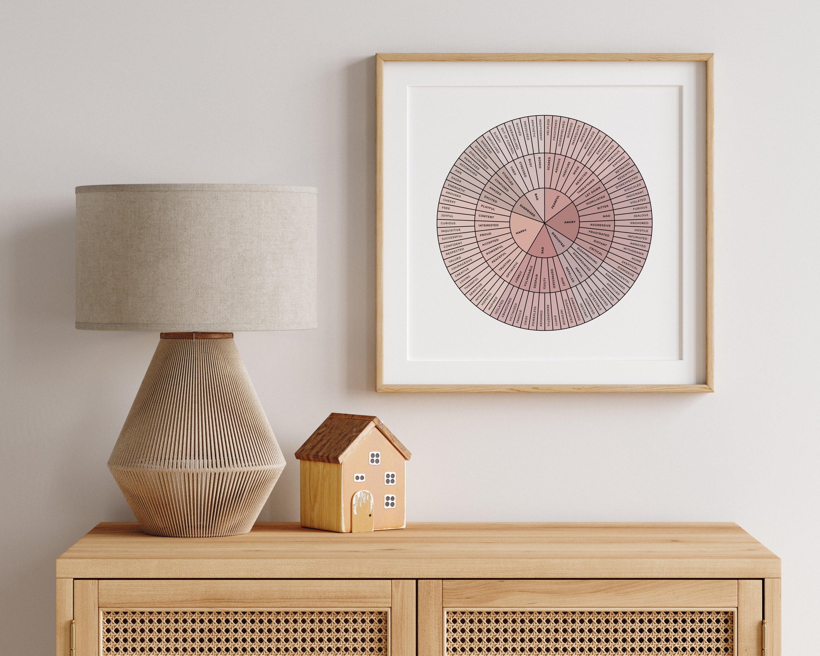 Feelings Wheel / Emotion Wheel Peony Pink & Black on White Printable ...