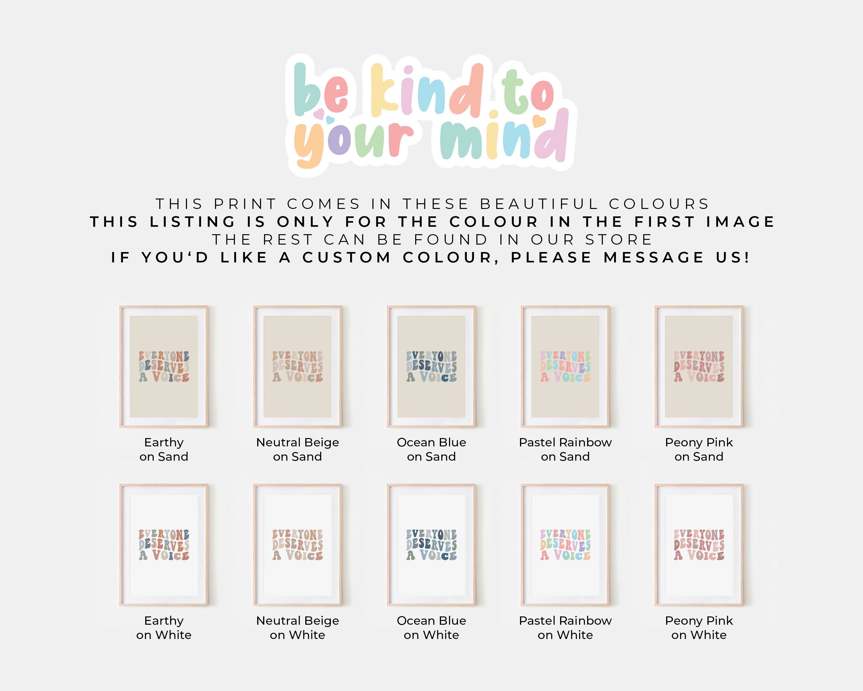 Everyone Deserves A Voice Pastel Rainbow on Sand Affirmation Print for ...
