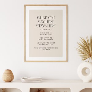 What You Say Here Stays Here | Sand Beige | Printable Confidentiality ...