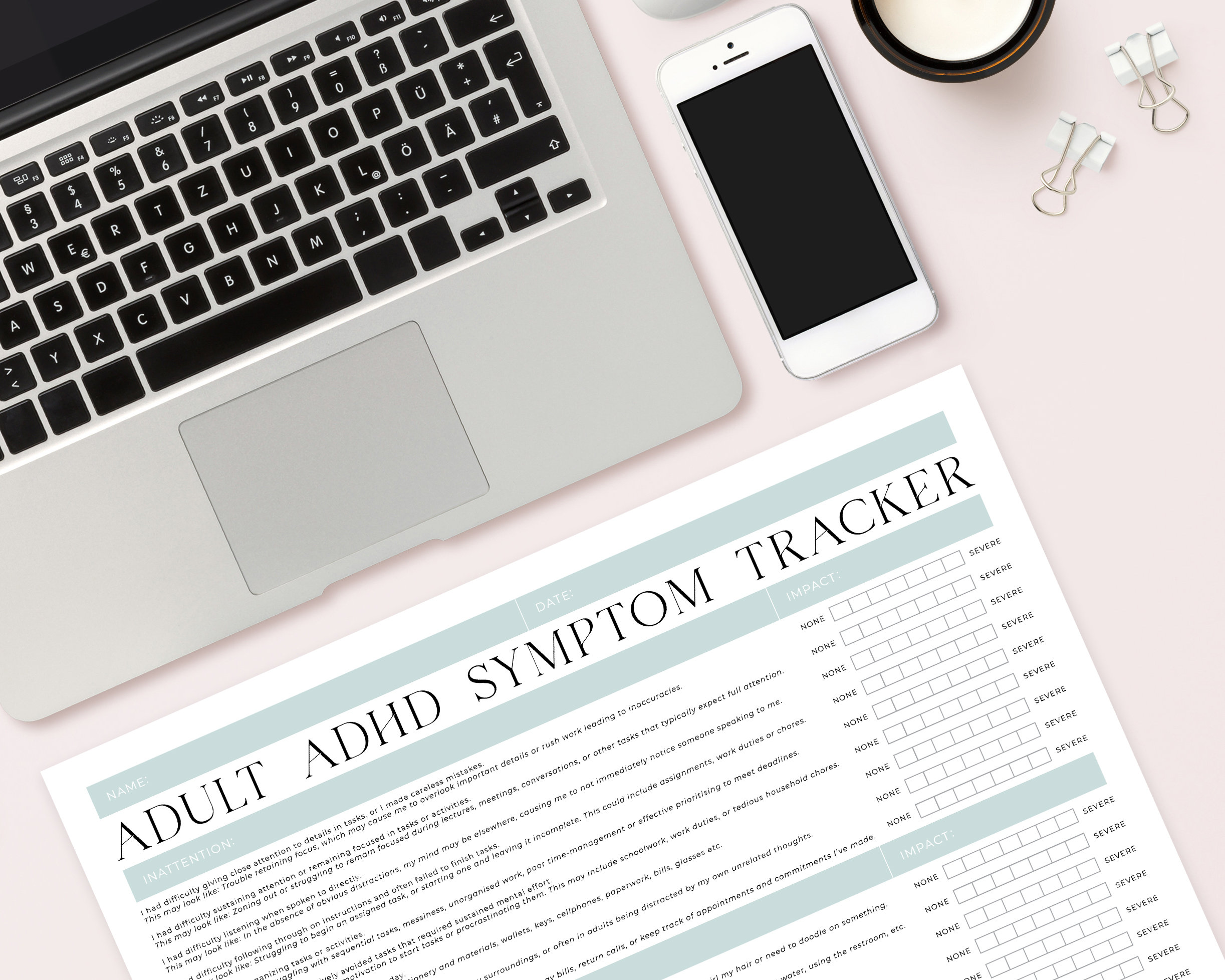 Adult ADHD Symptom Tracker Printable Planner to Track Daily Impact to ...