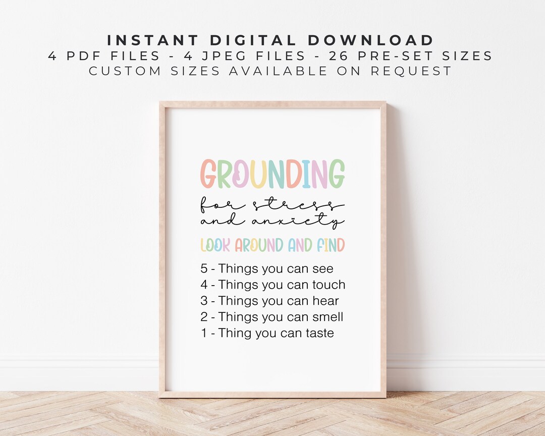 Grounding Technique Pastel Rainbow Printable Mindfulness Poster for ...