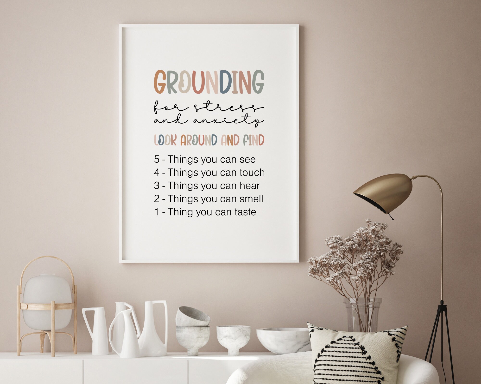 Grounding Technique Earthy Printable Mindfulness Poster - Etsy