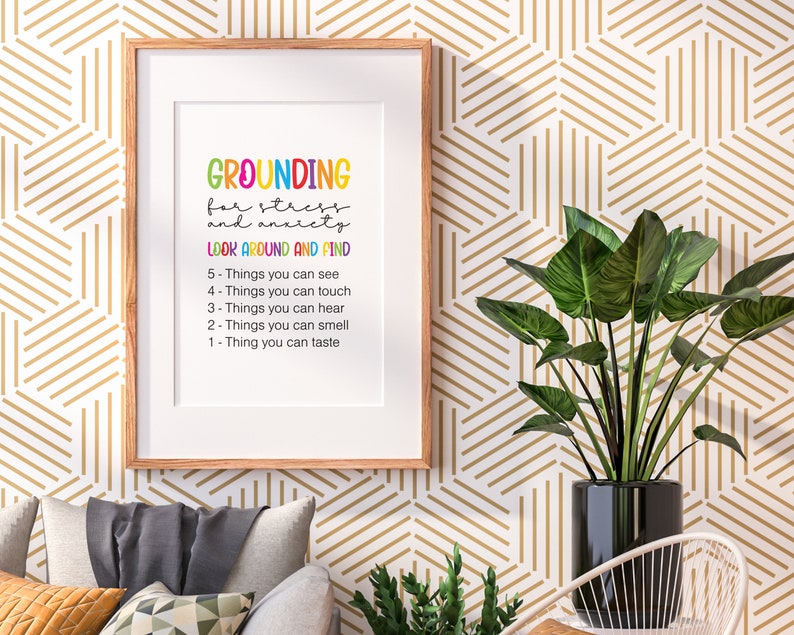 Grounding Technique Rainbow Printable Mindfulness Poster for Coping ...