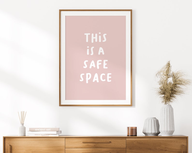 This is a Safe Space | Blush Pink | Printable Confidentiality Poster ...