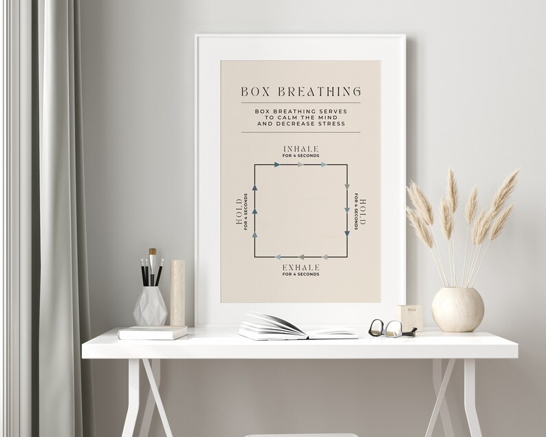 Box Breathing Technique Ocean Blue Anxiety and Emotional Regulation ...