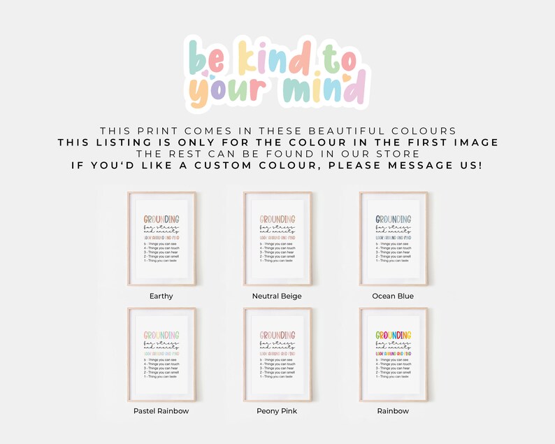 Grounding Technique Rainbow Printable Mindfulness Poster for Coping ...